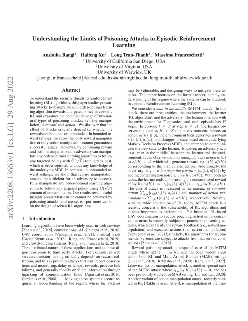 Understanding The Limits Of Poisoning Attacks In Episodic Reinforcement Learning Deepai
