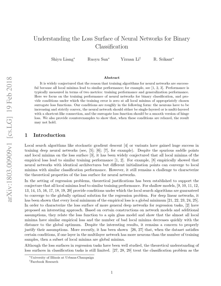 Understanding the Loss Surface of Neural Networks for Binary ... Understanding the Loss Surface of Neural Networks for Binary ...