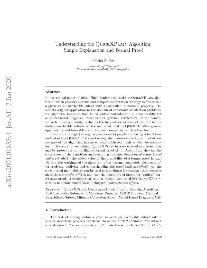 Understanding The Quickxplain Algorithm Simple Explanation And Formal