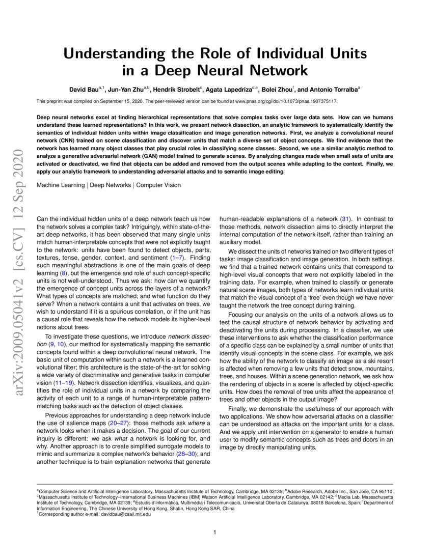 Understanding the Role of Individual Units in a Deep Neural Network ...