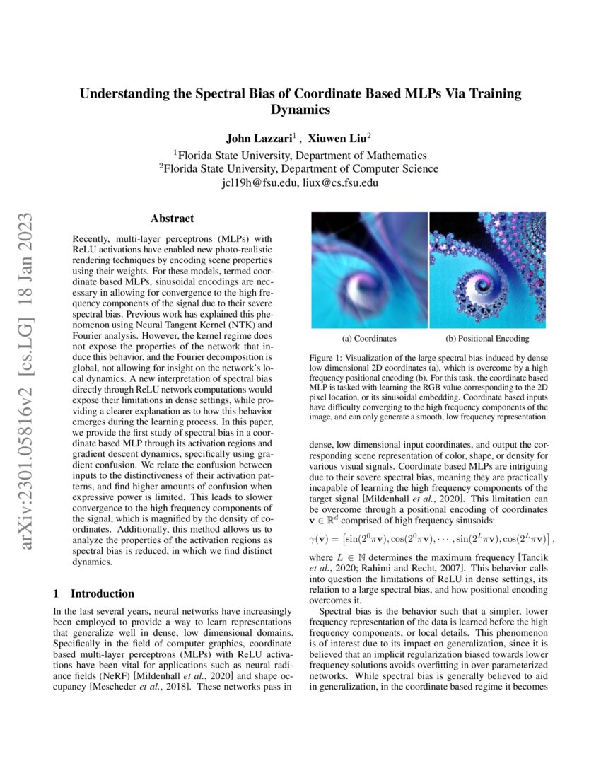 Understanding The Spectral Bias Of Coordinate Based Mlps Via Training Dynamics Deepai