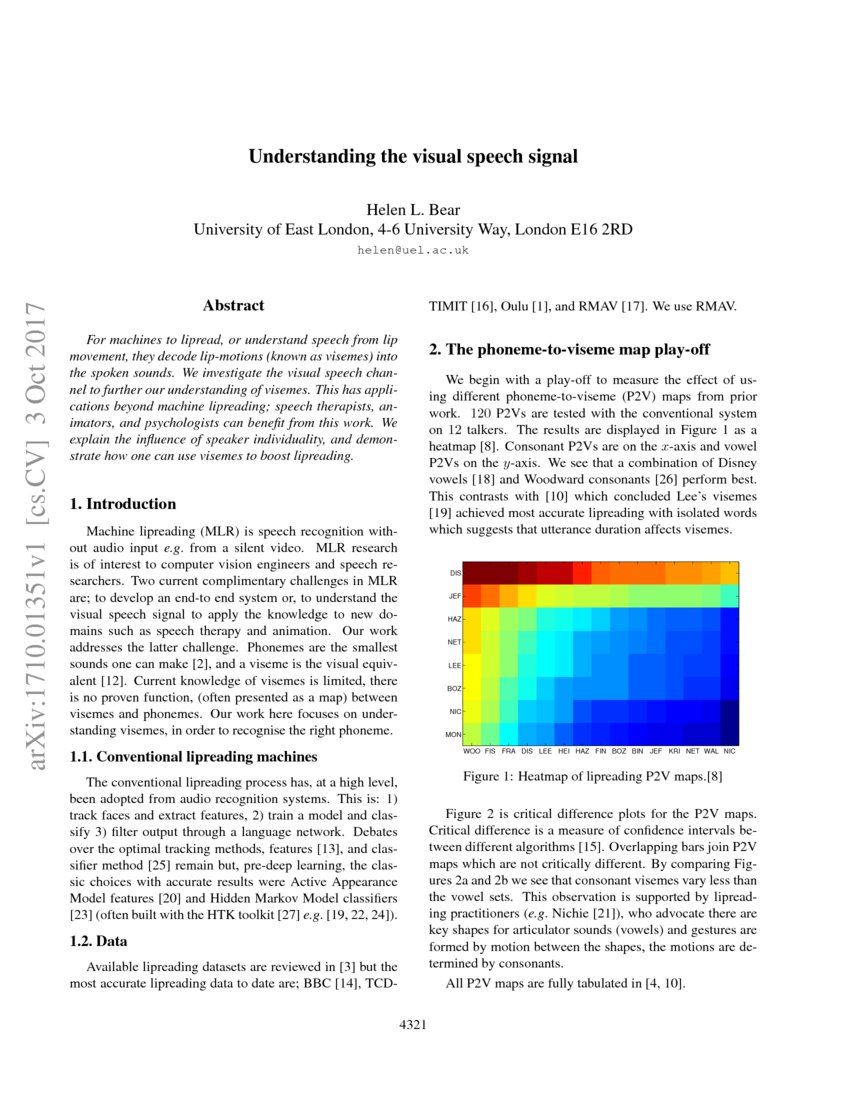 Understanding the visual speech signal | DeepAI