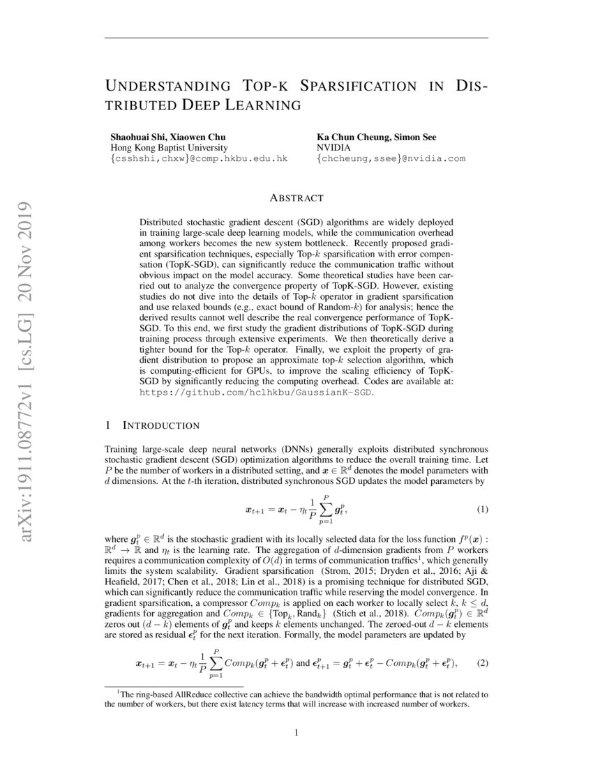 Understanding Top-k Sparsification in Distributed Deep Learning | DeepAI