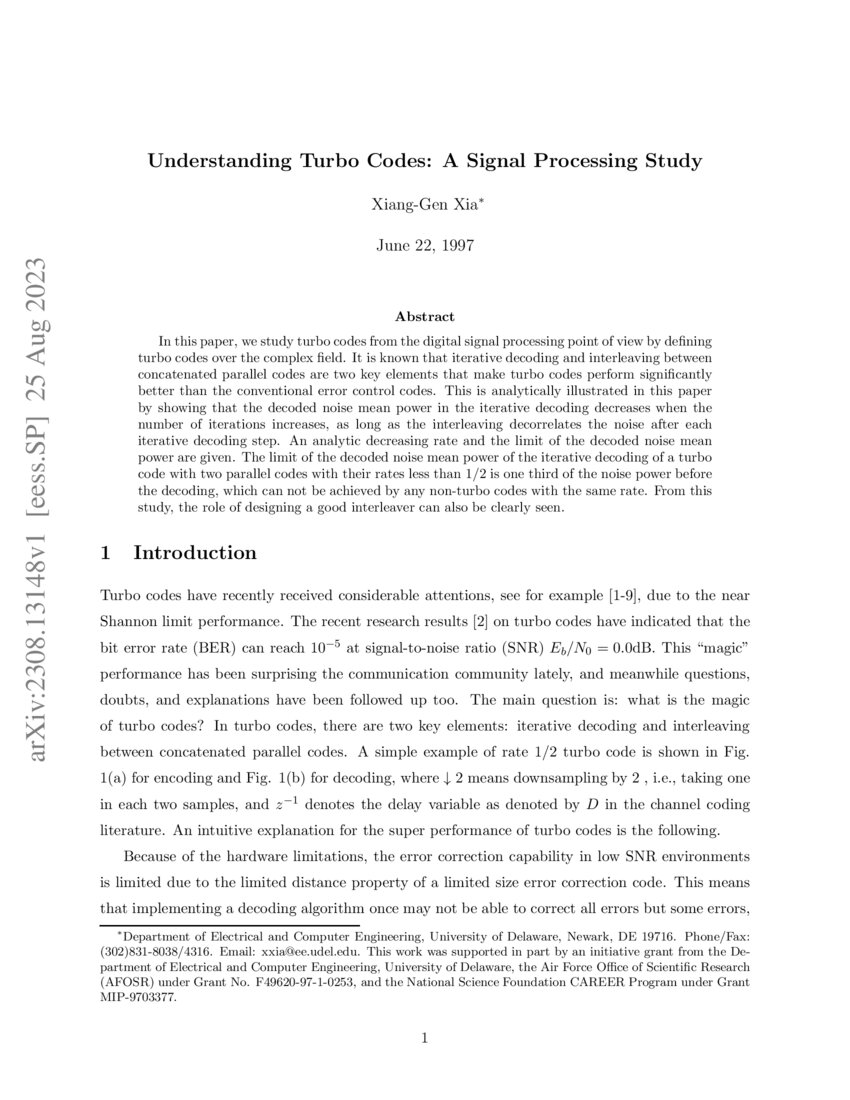 Understanding Turbo Codes: A Signal Processing Study | DeepAI
