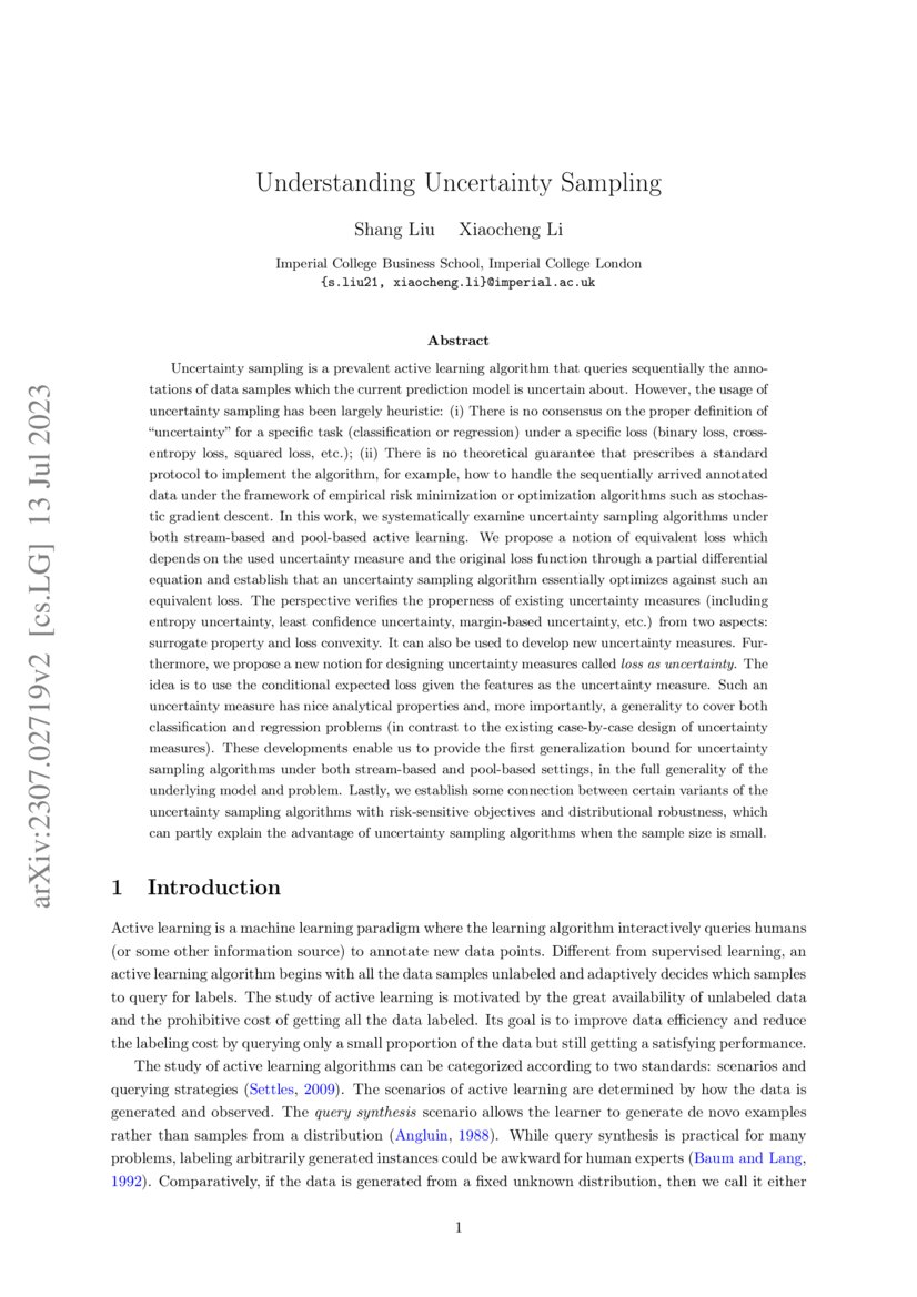 Understanding Uncertainty Sampling | DeepAI