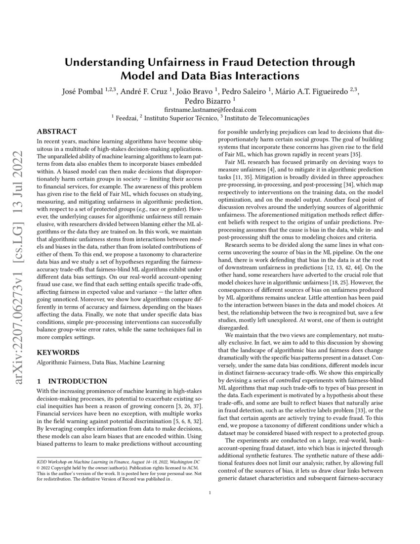 Understanding Unfairness In Fraud Detection Through Model And Data Bias