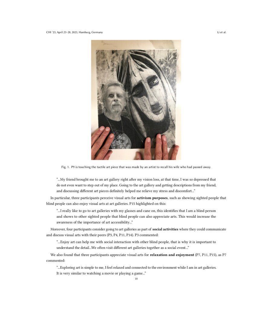 Understanding Visual Arts Experiences of Blind People | DeepAI