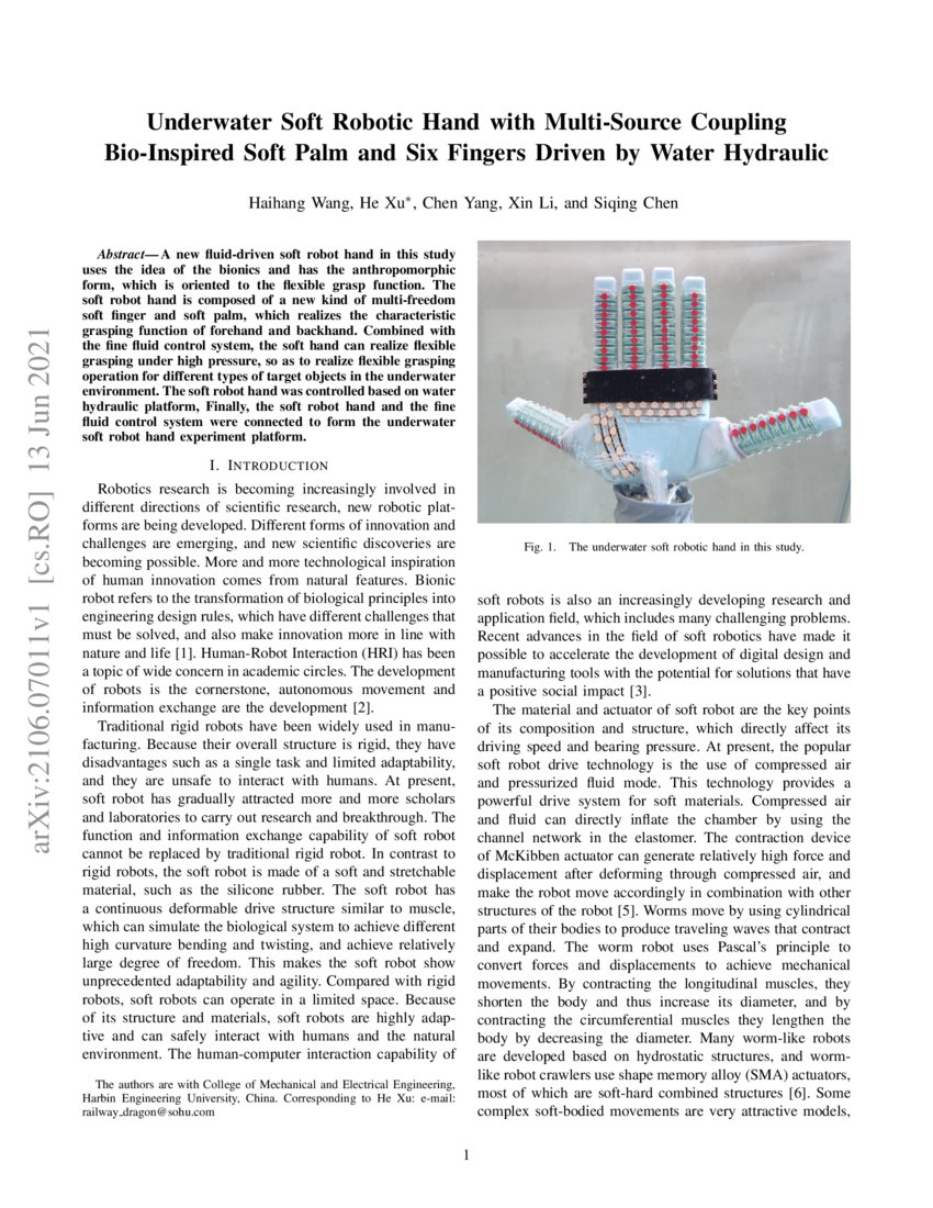 Underwater Soft Robotic Hand with Multi-Source Coupling Bio-Inspired ...