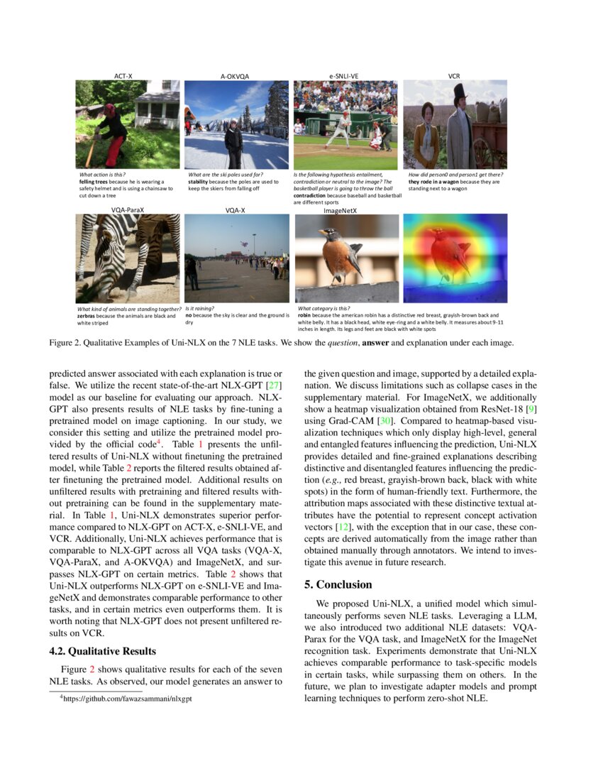 Uni-NLX: Unifying Textual Explanations for Vision and Vision-Language Tasks | DeepAI