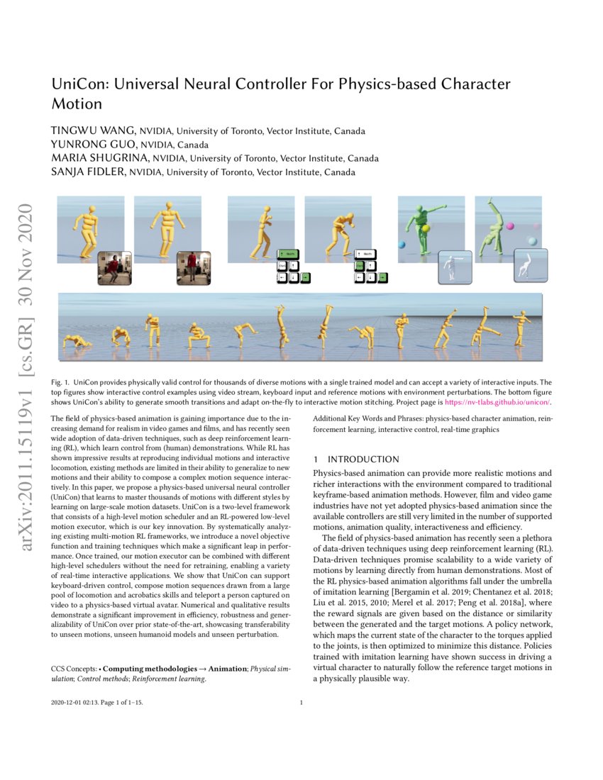 UniCon: Universal Neural Controller For Physics-based Character Motion ...