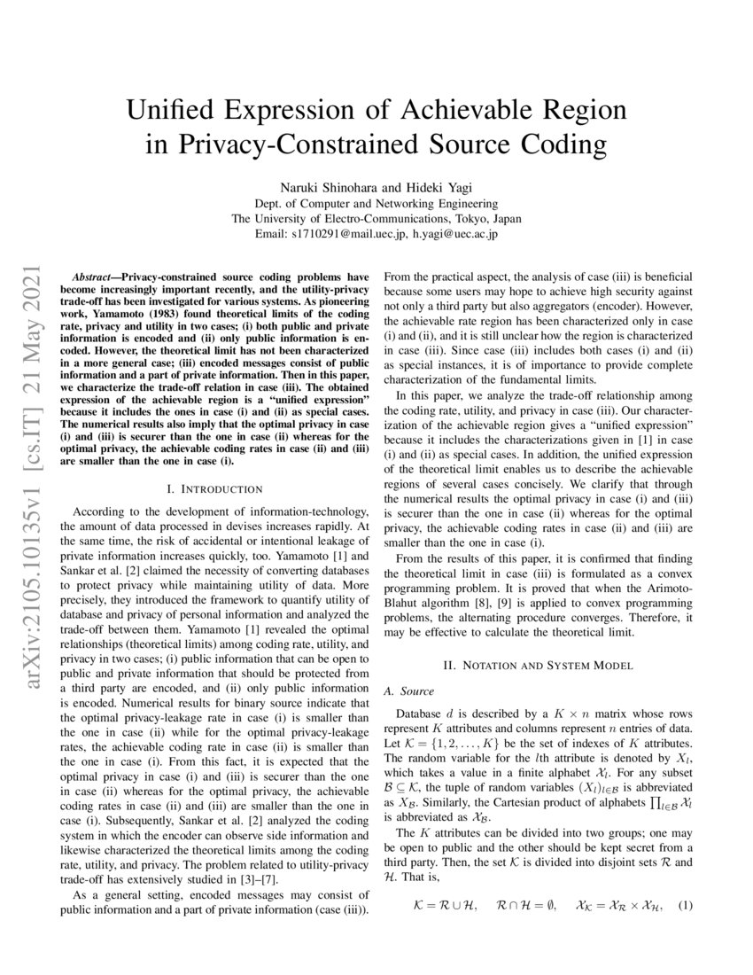 Unified Expression of Achievable Region in Privacy-Constrained Source Coding | DeepAI