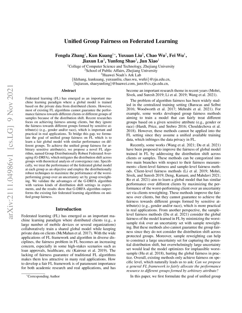 Unified Group Fairness on Federated Learning | DeepAI