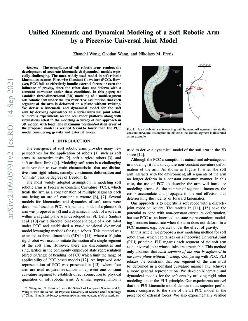 Unified Kinematic and Dynamical Modeling of a Soft Robotic Arm by a ...