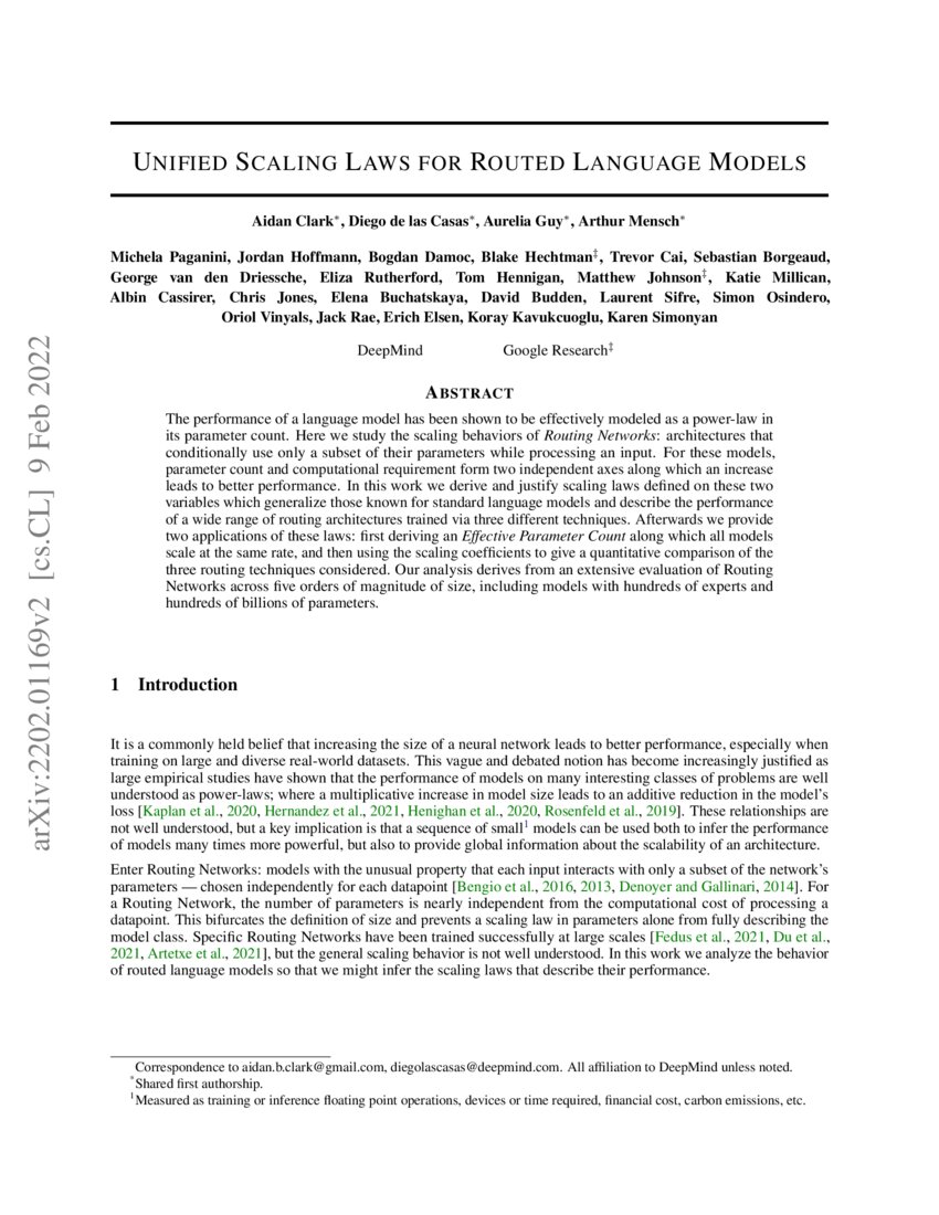 Unified Scaling Laws for Routed Language Models | DeepAI