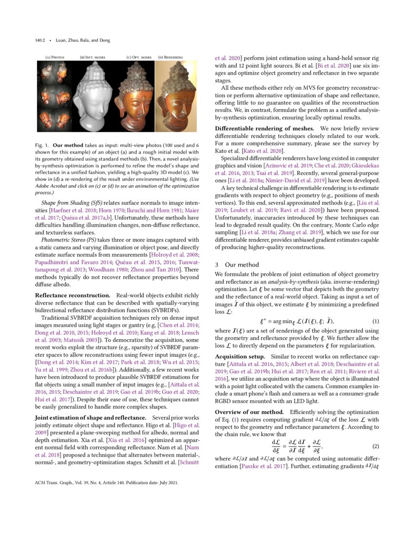 Unified Shape and SVBRDF Recovery using Differentiable Monte Carlo ...