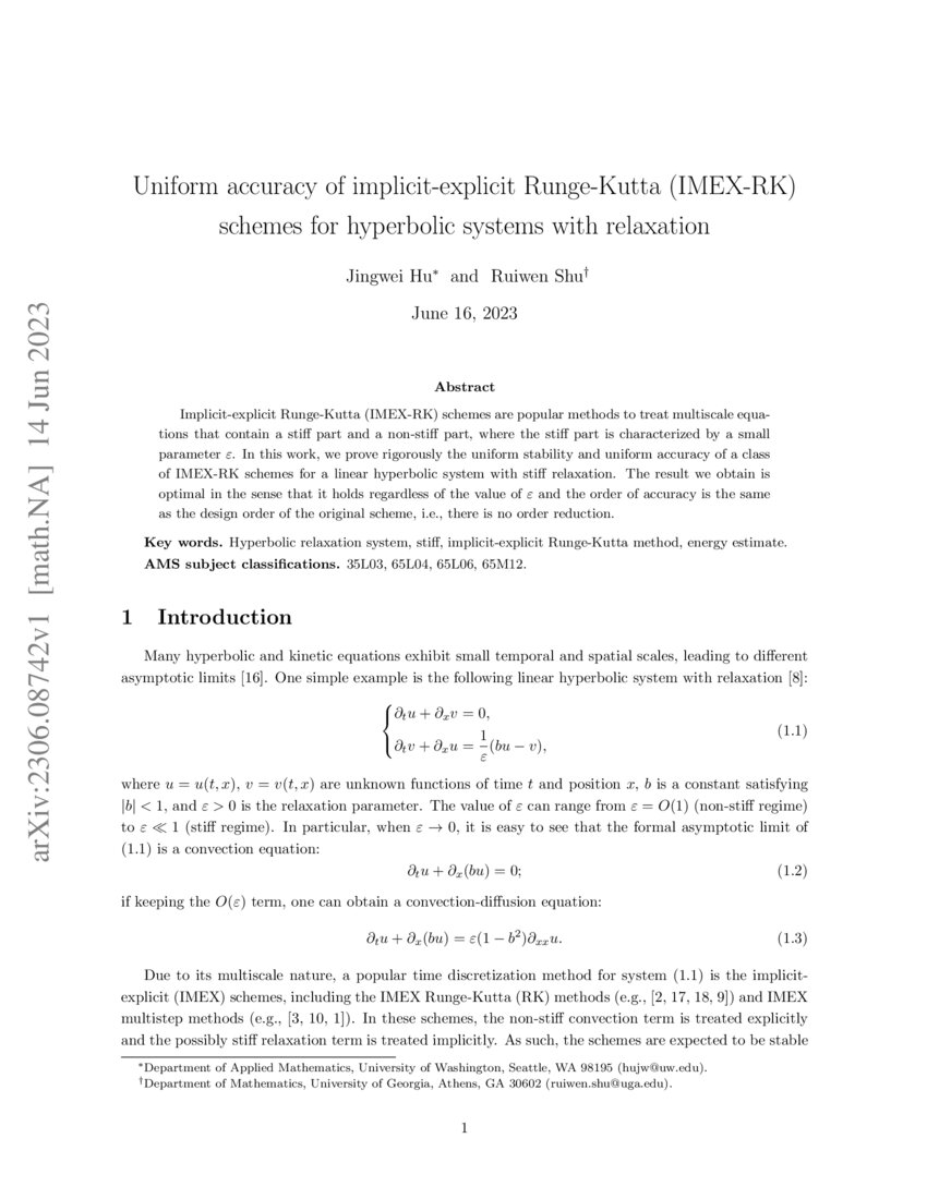 Uniform accuracy of implicit-explicit Runge-Kutta (IMEX-RK) schemes for hyperbolic systems with ...