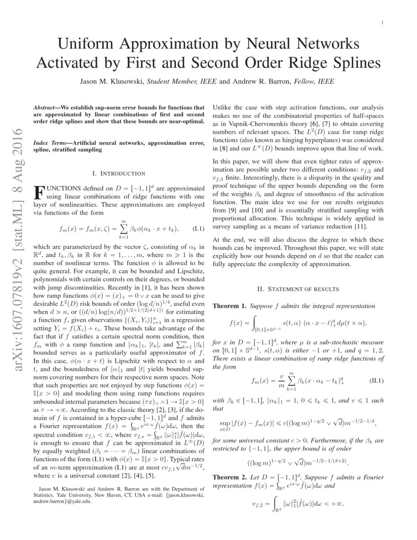 Uniform Approximation By Neural Networks Activated By First And Second