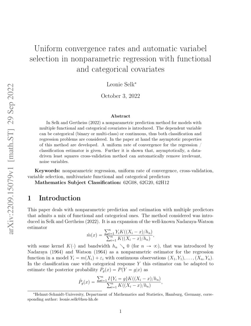 Uniform Convergence Rates And Automatic Variabel Selection In Nonparametric Regression With
