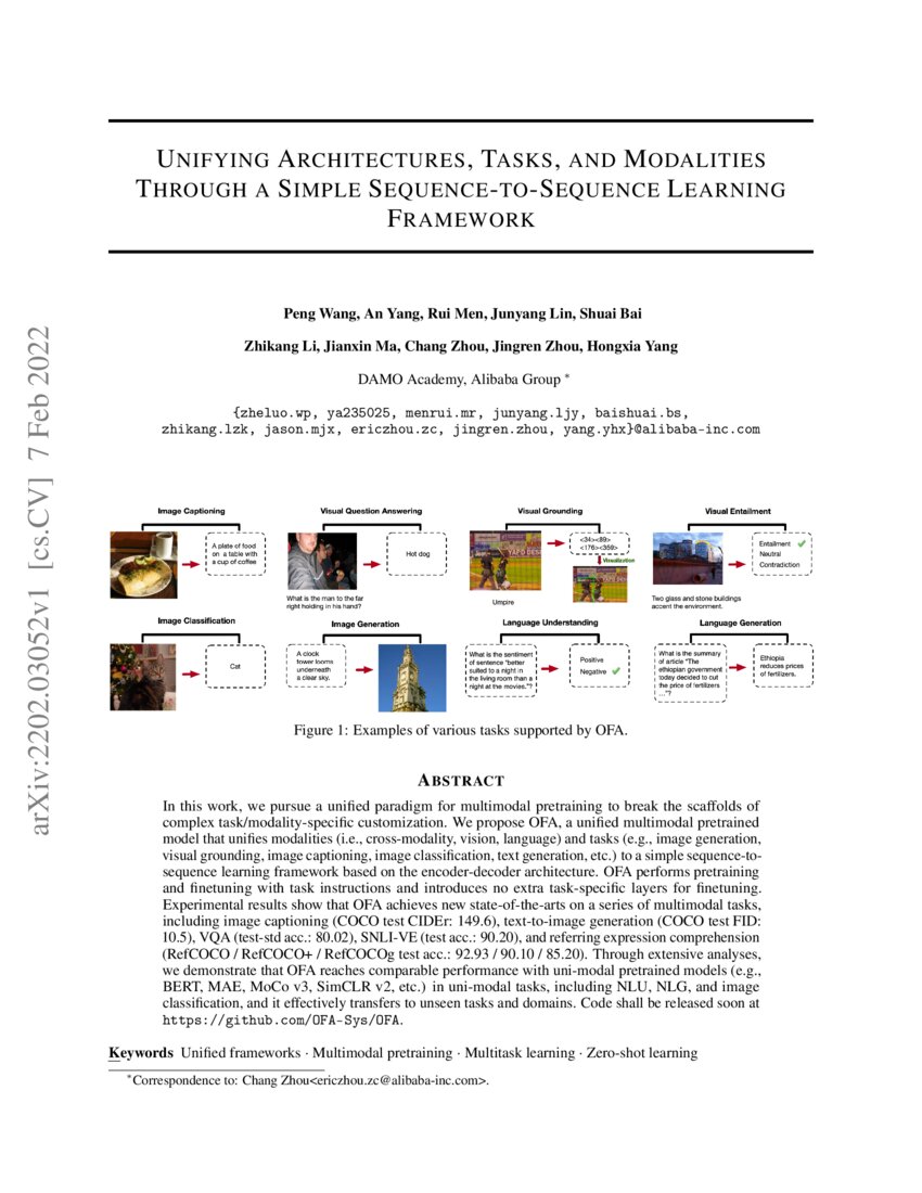 Unifying Architectures, Tasks, and Modalities Through a Simple Sequence-to-Sequence Learning ...