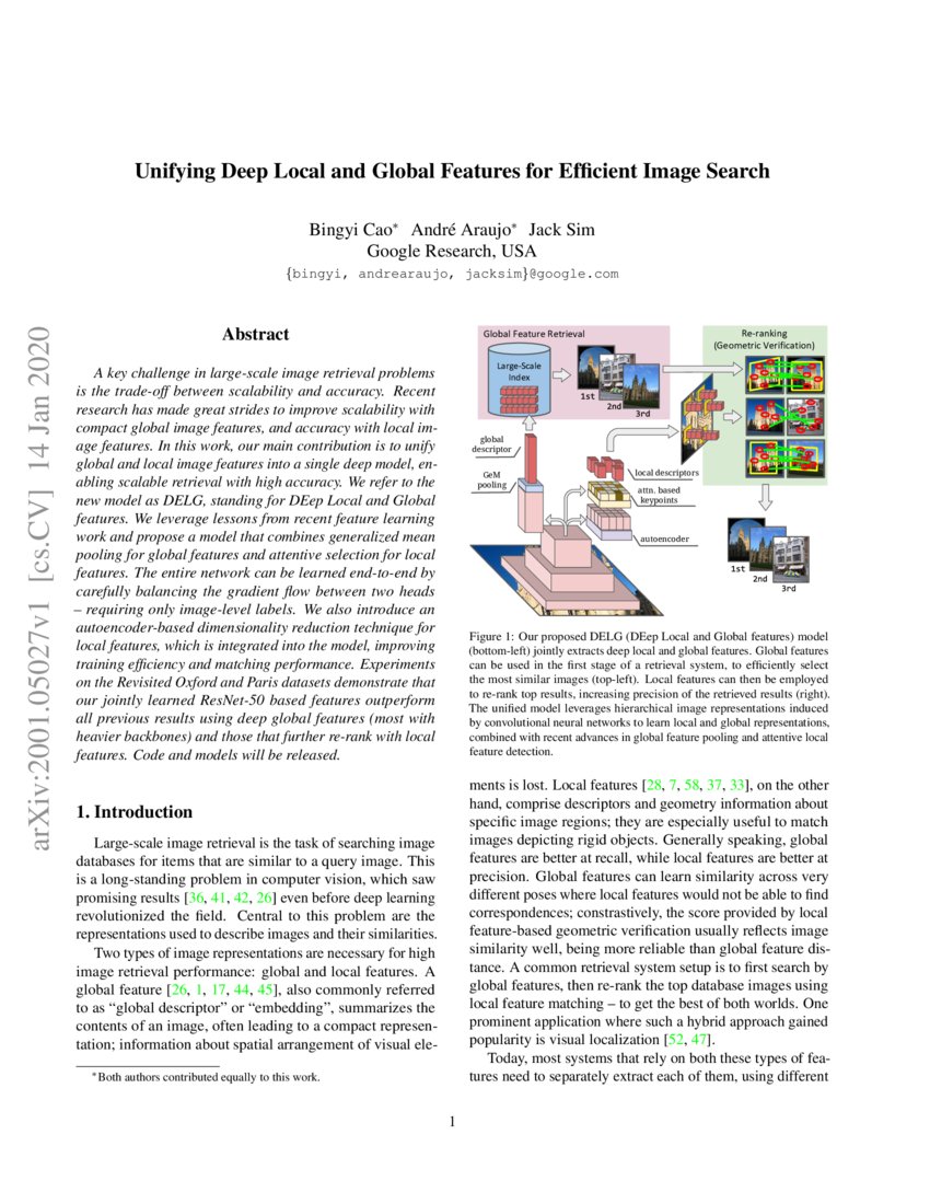 Unifying Deep Local and Global Features for Efficient Image Search | DeepAI
