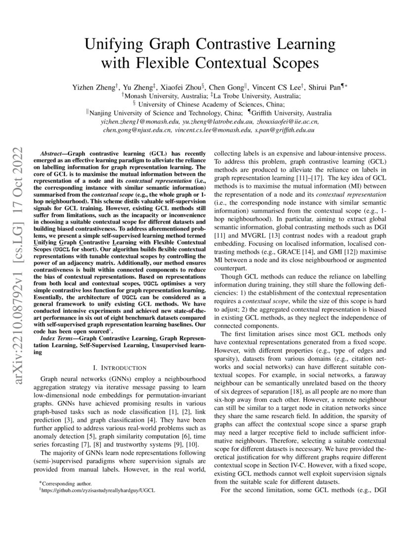 Unifying Graph Contrastive Learning with Flexible Contextual Scopes | DeepAI