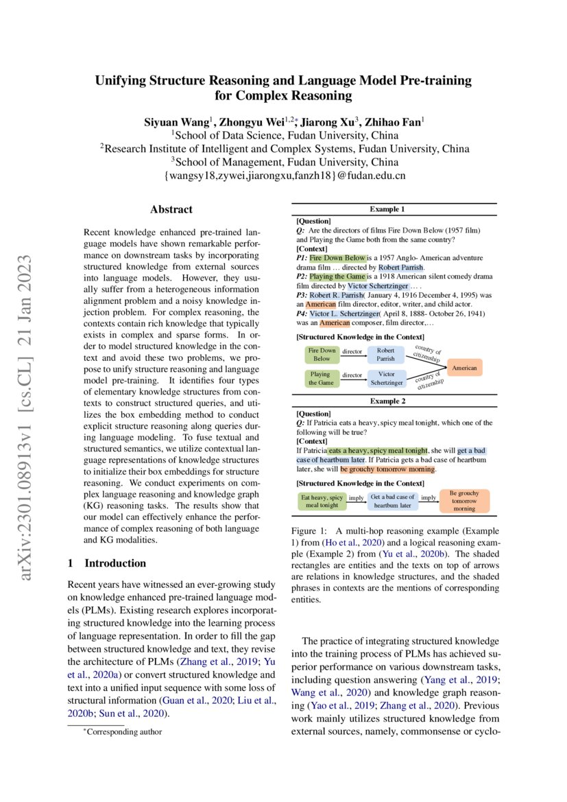 Unifying Structure Reasoning And Language Model Pre Training For