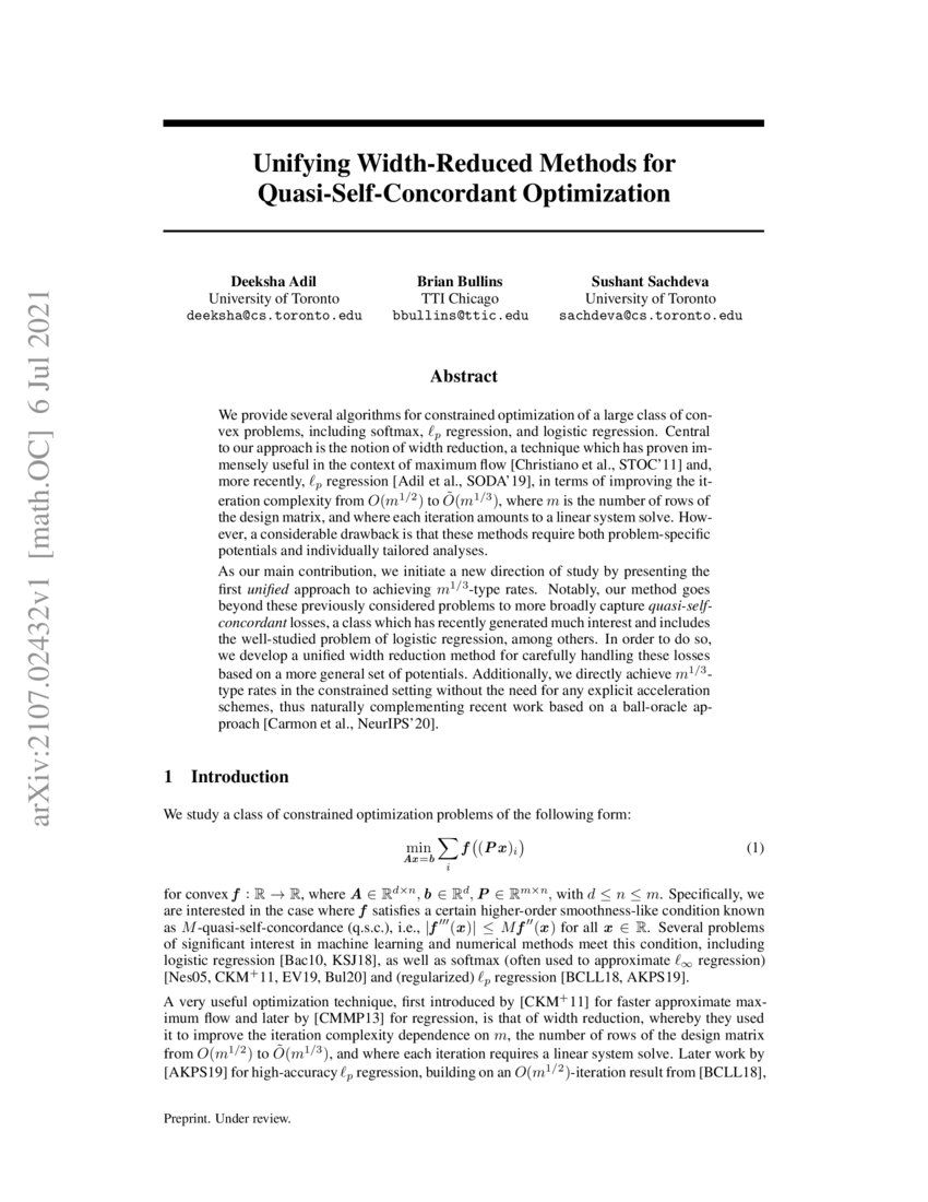 Unifying Width Reduced Methods For Quasi Self Concordant Optimization
