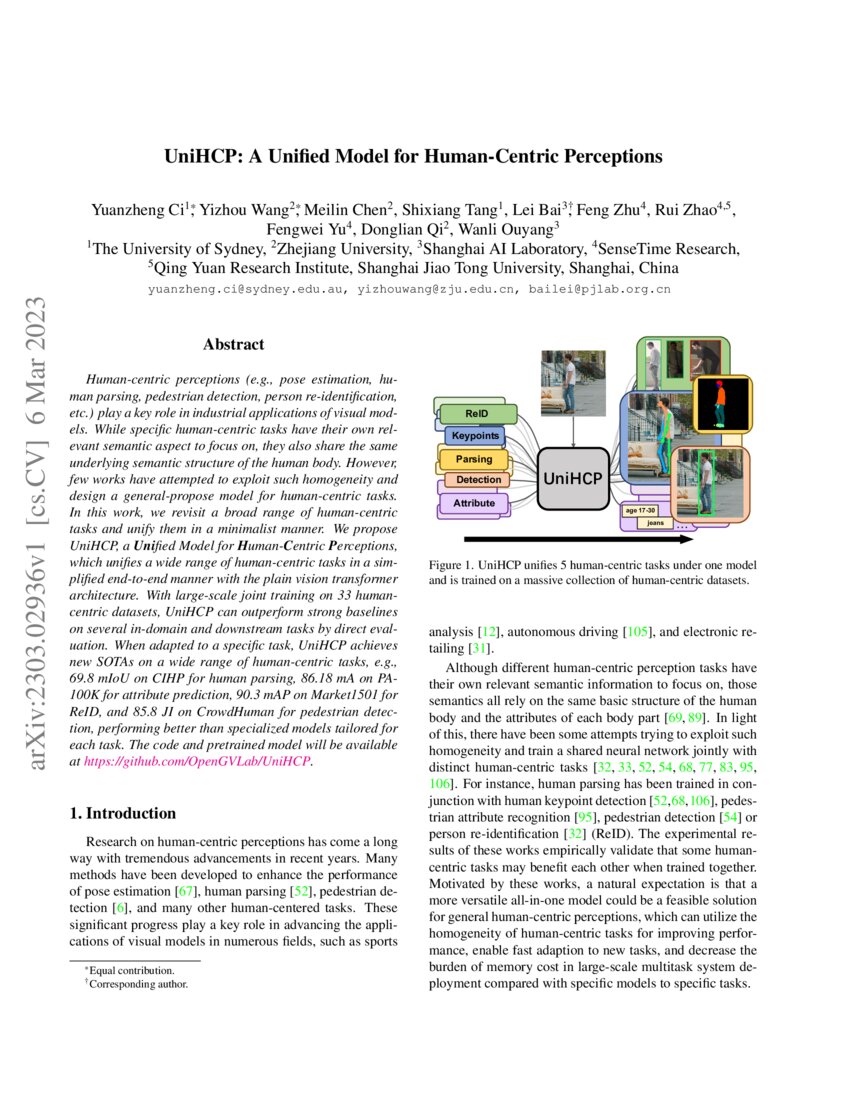 UniHCP: A Unified Model for Human-Centric Perceptions | DeepAI