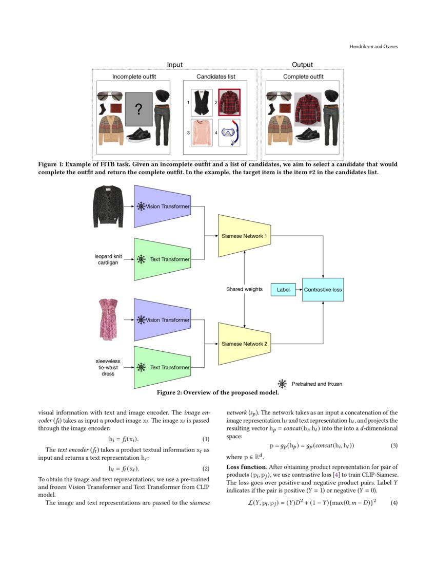 Unimodal vs. Multimodal Siamese Networks for Outfit Completion | DeepAI