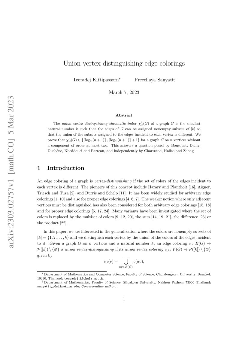 Union vertex-distinguishing edge colorings | DeepAI