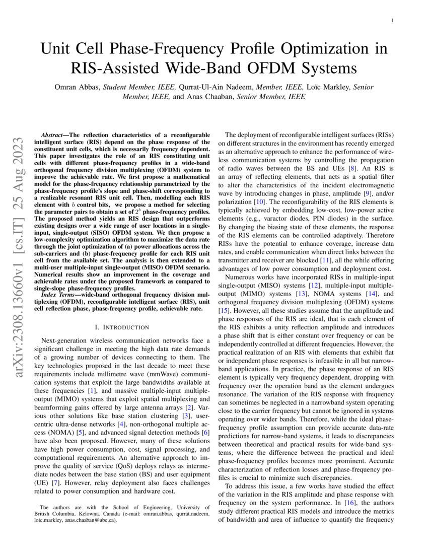 Unit Cell Phase Frequency Profile Optimization In Ris Assisted Wide