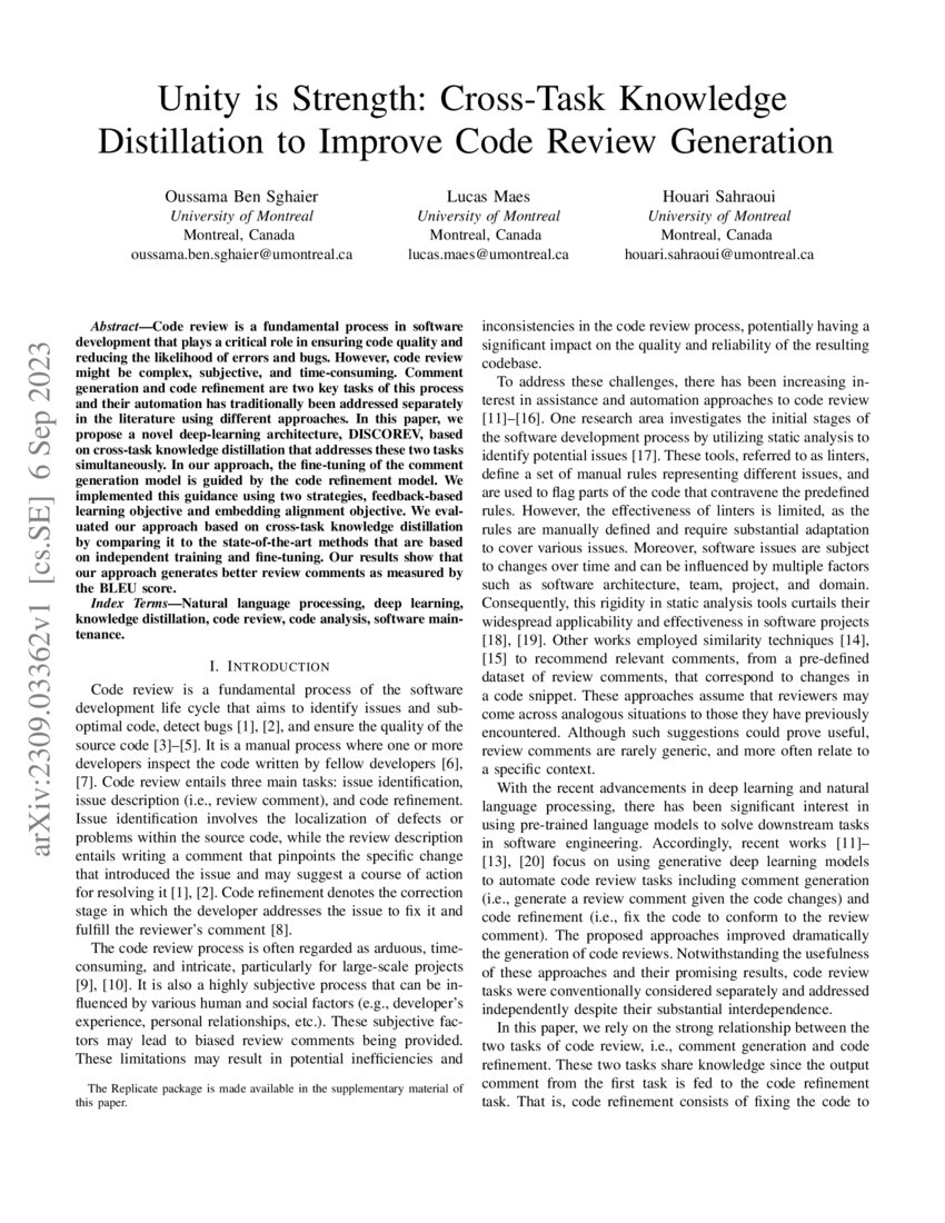 Unity is Strength: Cross-Task Knowledge Distillation to Improve Code ... Unity is Strength: Cross-Task Knowledge Distillation to Improve Code ...