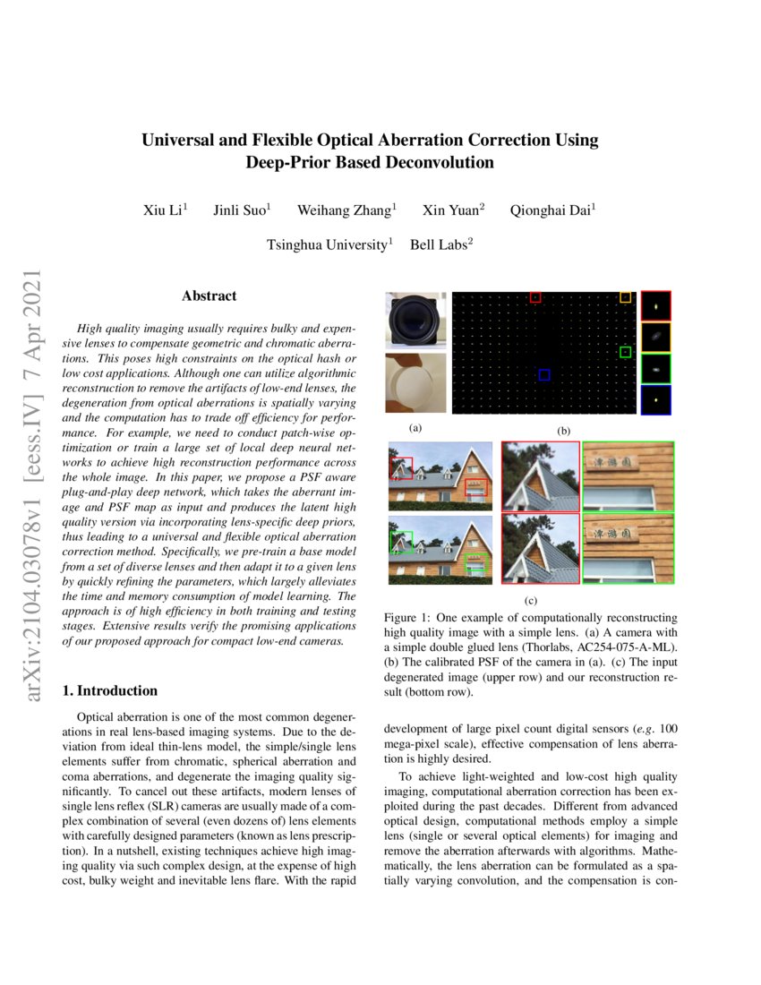Universal And Flexible Optical Aberration Correction Using Deep Prior Based Deconvolution Deepai