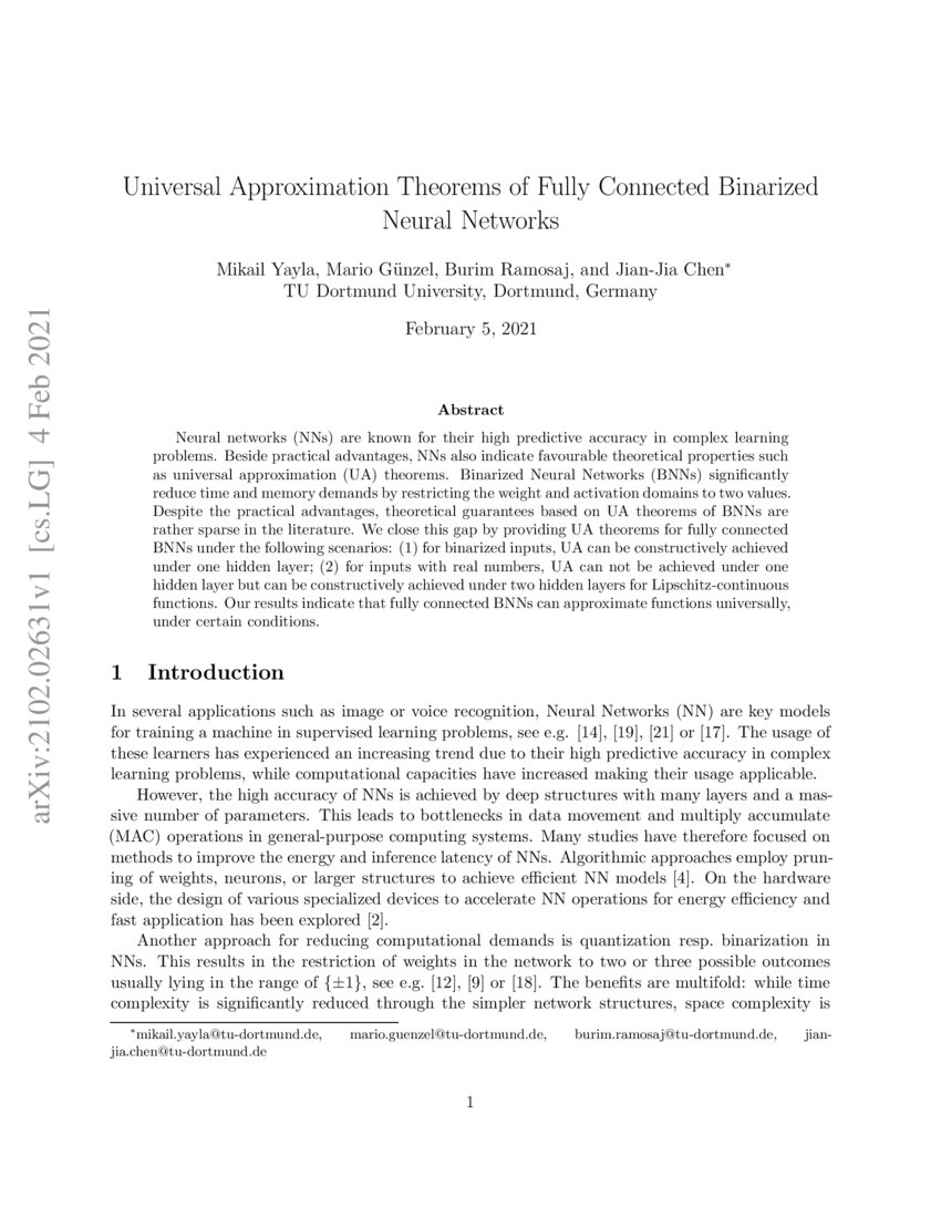 Universal Approximation Theorems Of Fully Connected Binarized Neural Networks Deepai