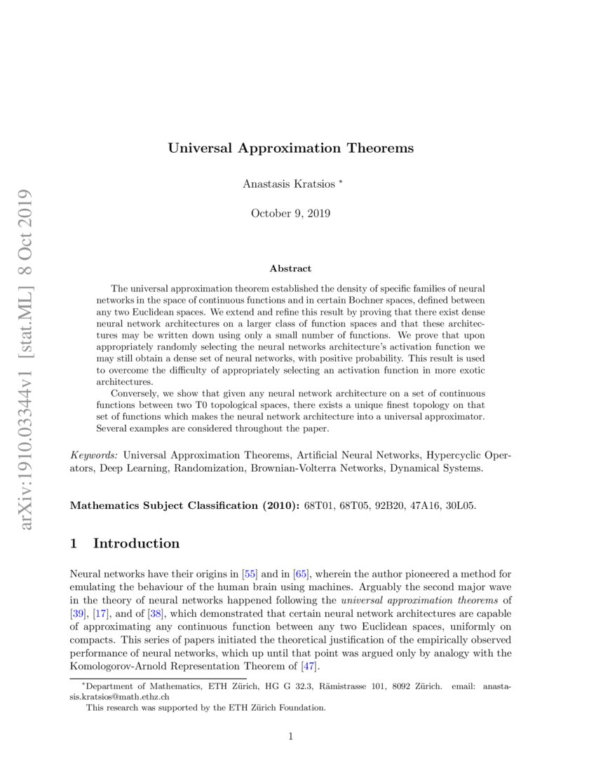 Universal Approximation Theorems Deepai