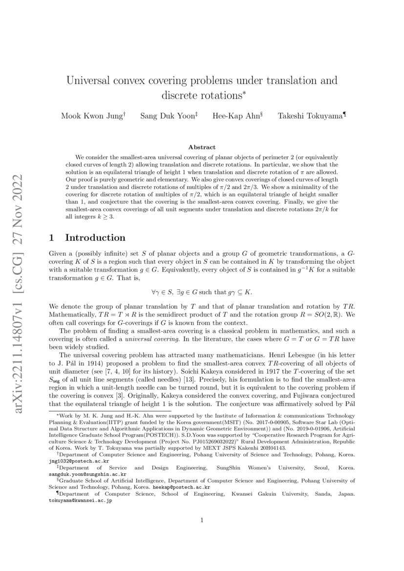 Universal Convex Covering Problems Under Translation And Discrete Rotations Deepai 7612