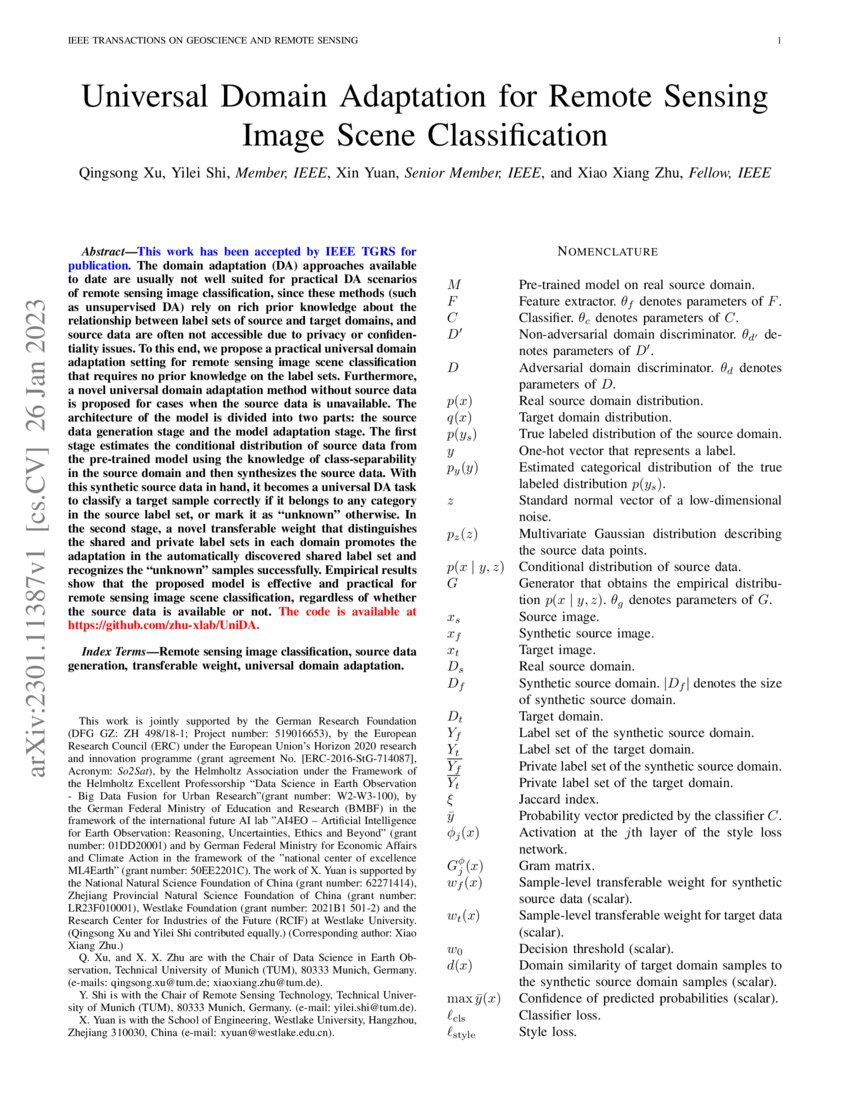 Universal Domain Adaptation For Remote Sensing Image Scene Classification Deepai