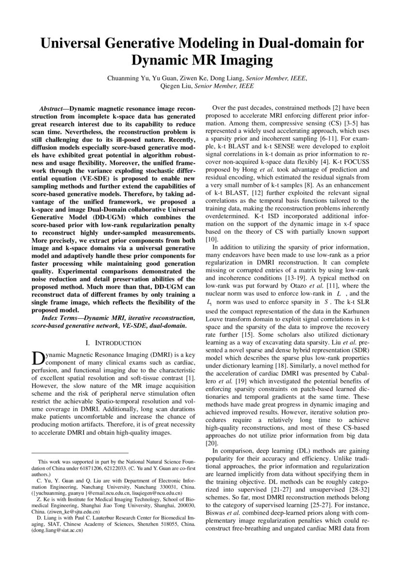 Universal Generative Modeling in Dual-domain for Dynamic MR Imaging | DeepAI