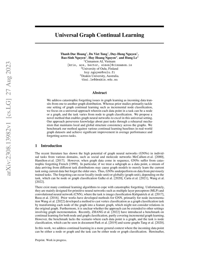 Universal Graph Continual Learning | DeepAI Universal Graph Continual Learning | DeepAI