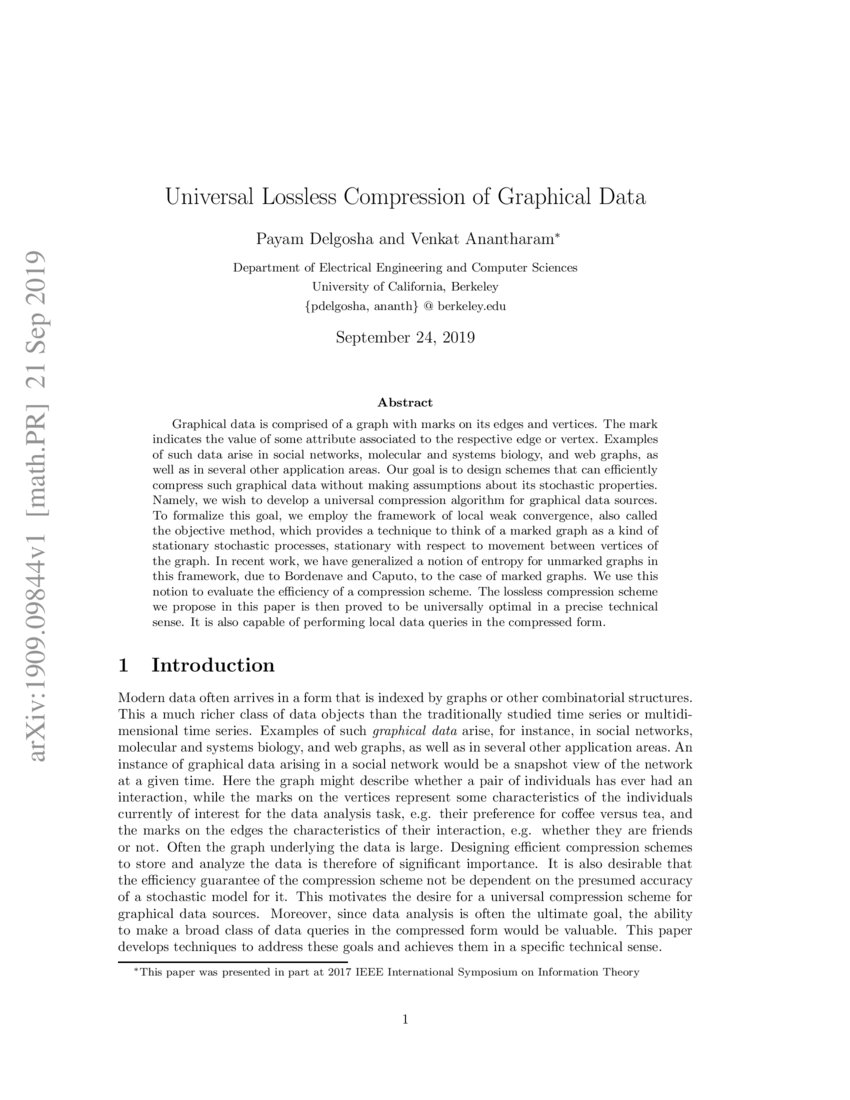 Universal Lossless Compression of Graphical Data | DeepAI