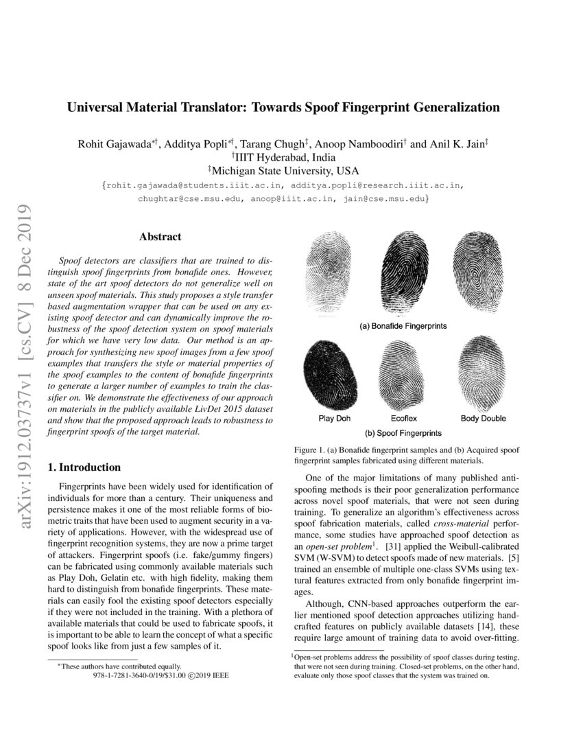 Universal Material Translator: Towards Spoof Fingerprint Generalization ...