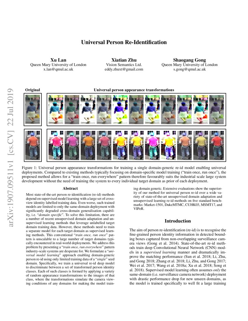 Universal Person Re-Identification | DeepAI