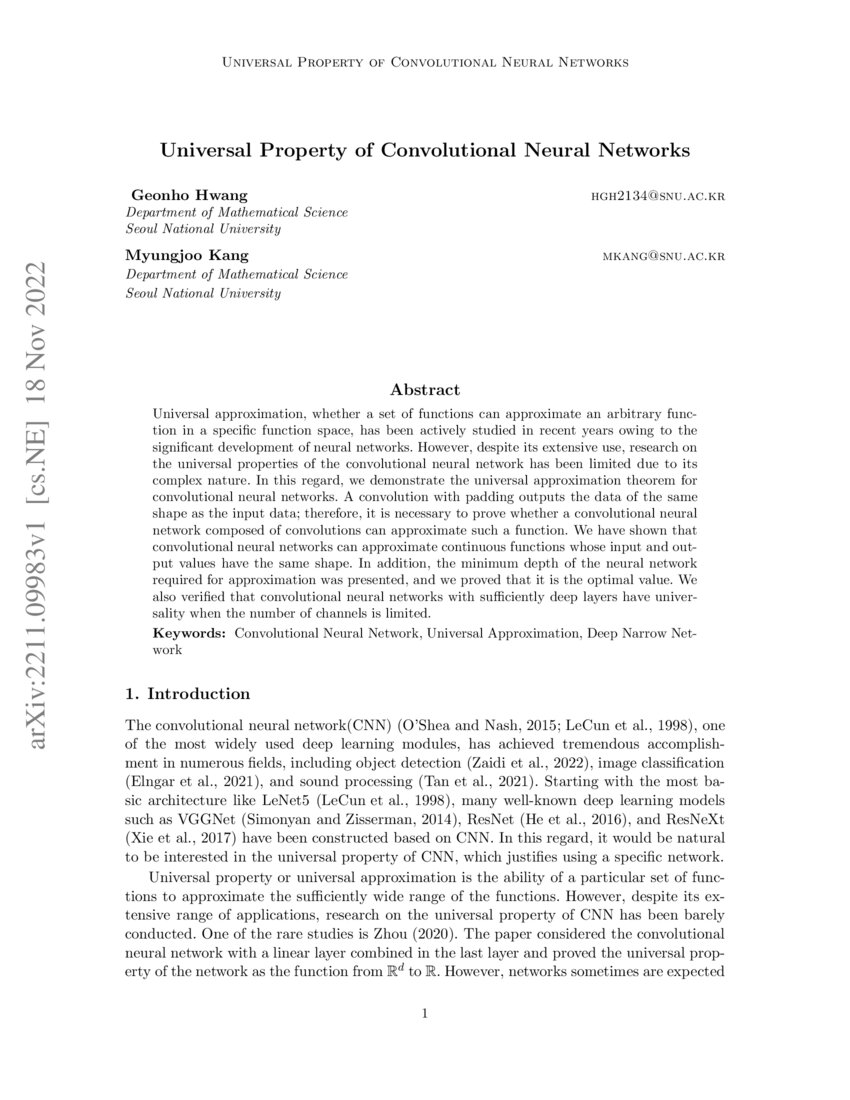 Universal Property Of Convolutional Neural Networks Deepai