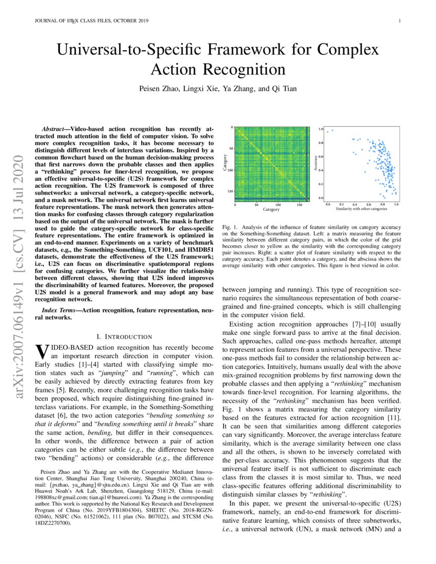 Universal-to-Specific Framework for Complex Action Recognition | DeepAI