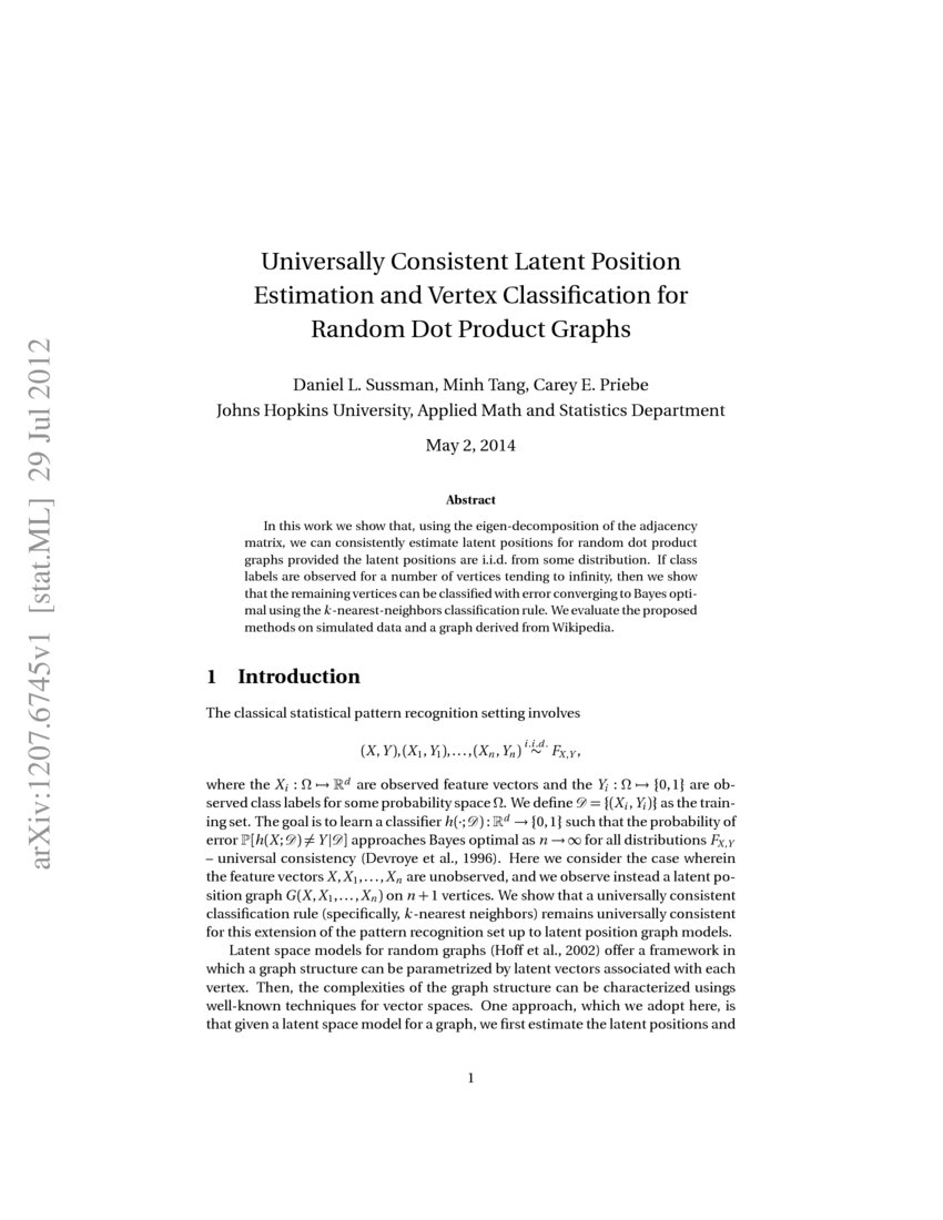 Universally Consistent Latent Position Estimation and Vertex Classification for Random Dot ...