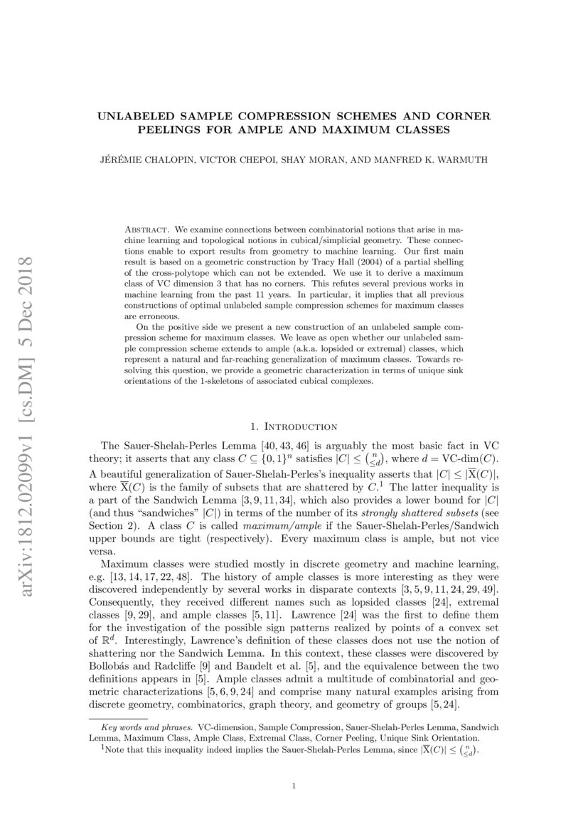 Unlabeled sample compression schemes and corner peelings for ample and maximum classes | DeepAI
