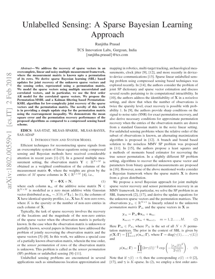 Unlabelled Sensing: A Sparse Bayesian Learning Approach | DeepAI