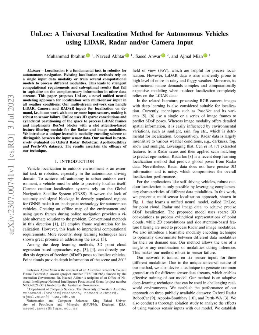 Unloc A Universal Localization Method For Autonomous Vehicles Using