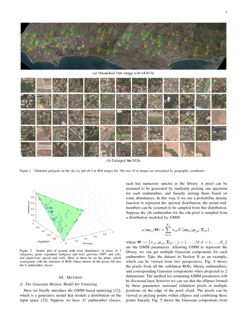 Unmixing urban hyperspectral imagery with a Gaussian mixture model on endmember variability | DeepAI