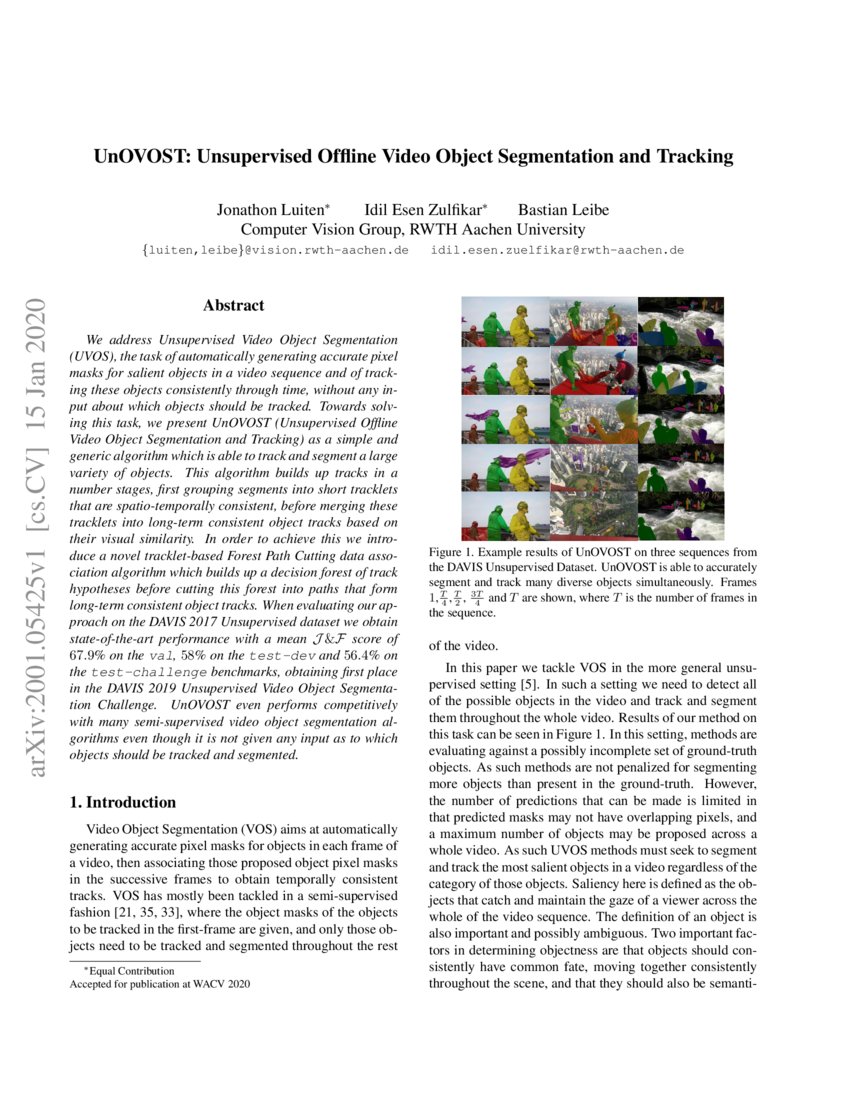 UnOVOST: Unsupervised Offline Video Object Segmentation and Tracking | DeepAI